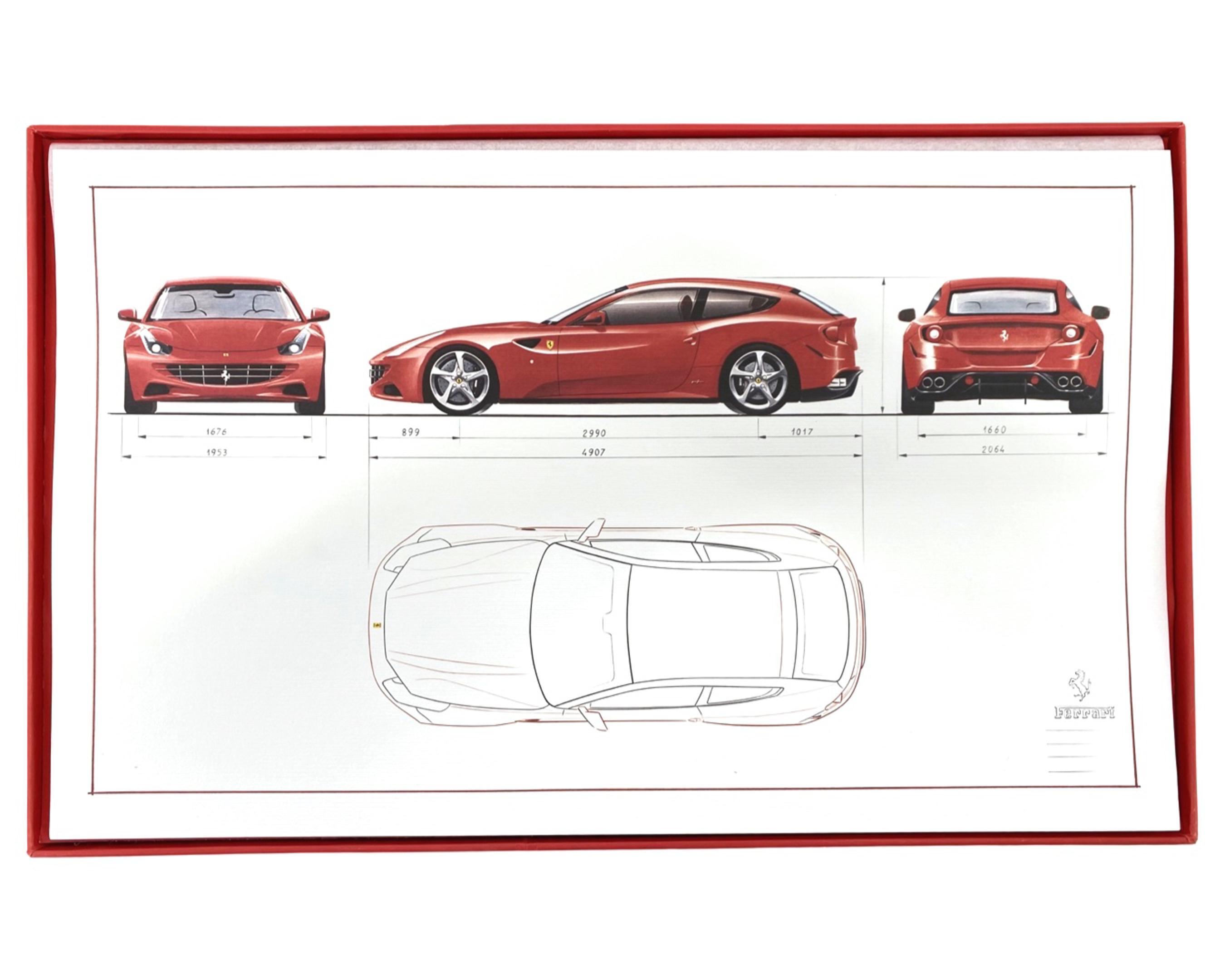 Original Ferrari FF Blueprint Sketches Rare Maranello Press Artwork (2 ...