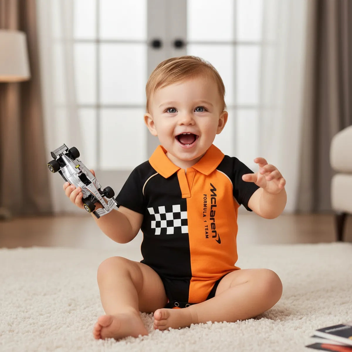 McLaren F1™ Team Baby Bodysuit Onesie - Black and Papaya – FANABOX™